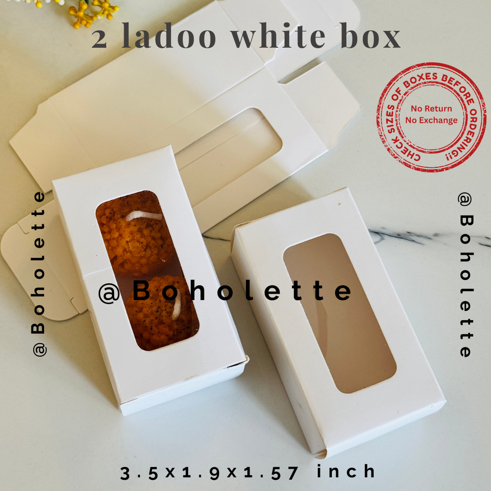 2 Ladoo Empty White Box | 2 mini bubble White Box | 3.5x1.9x1.57 inch ...